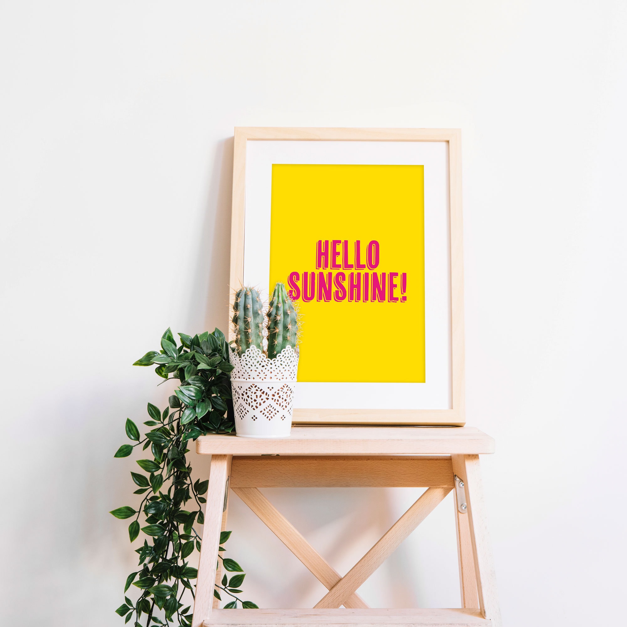 Hello Sunshine Word Art Print, Bold and Bright Typographic Art ...
