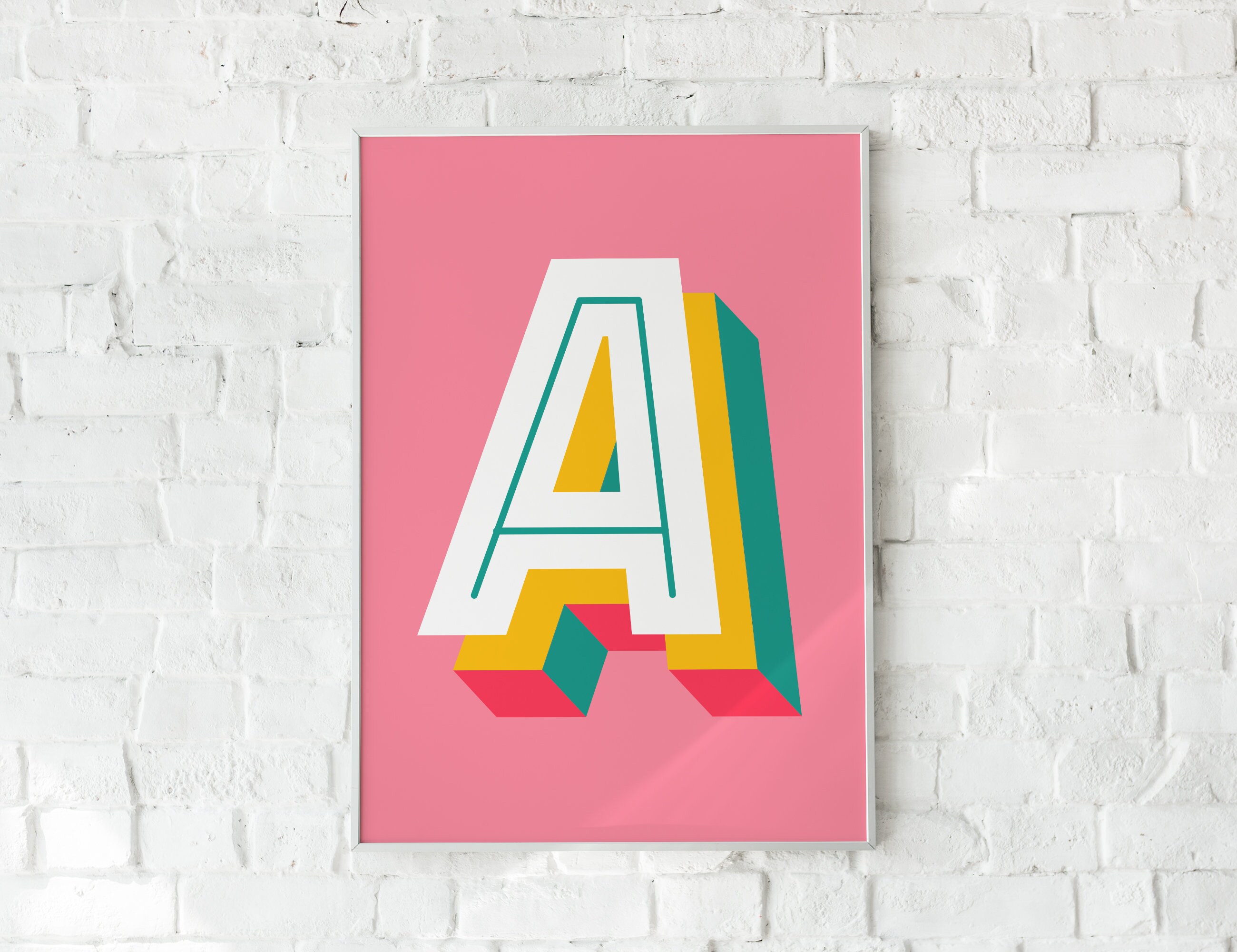 Personalised Bright Bold Initial Letter Art Print Monogram - Etsy