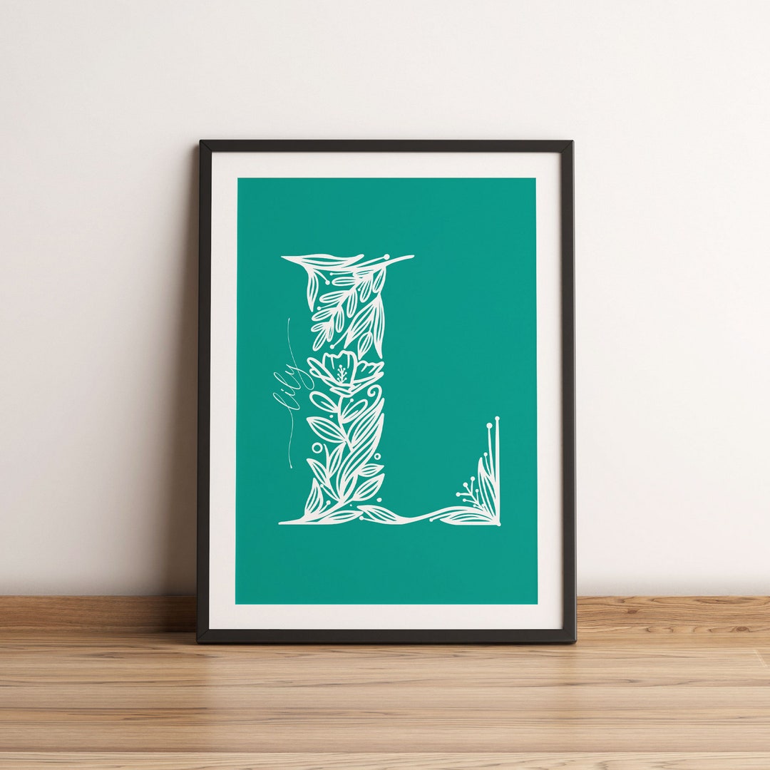 Colourful Personalised Floral Initial Letter Print, Alphabet Letter Art ...
