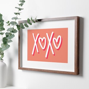 XOXO Hugs and Kisses Art Print, XOXO Green Word Art, Hugs and Kisses ...