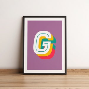 Personalised Bright Bold Initial Letter Art Print Monogram - Etsy