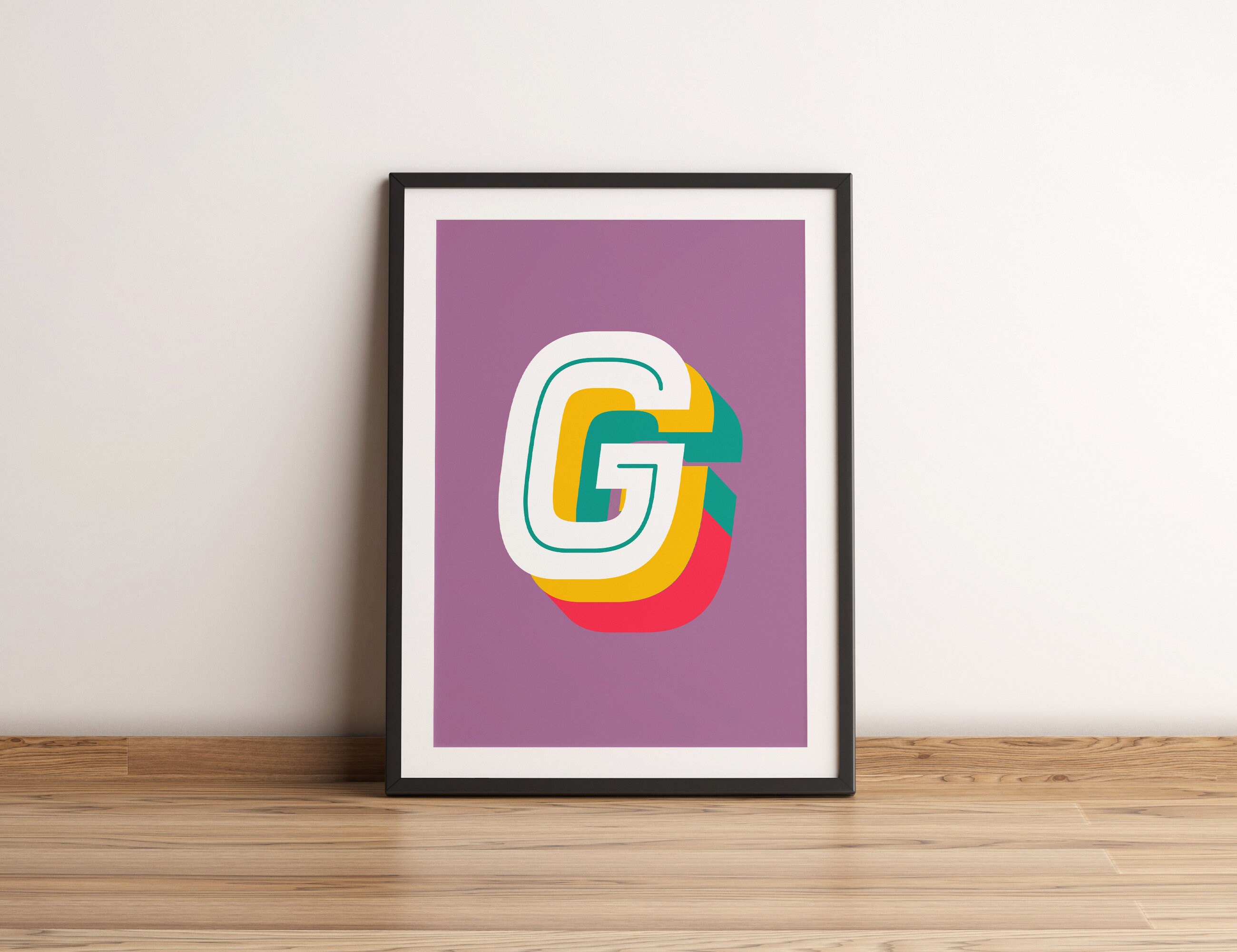Personalised Bright Bold Initial Letter Art Print Monogram | Etsy