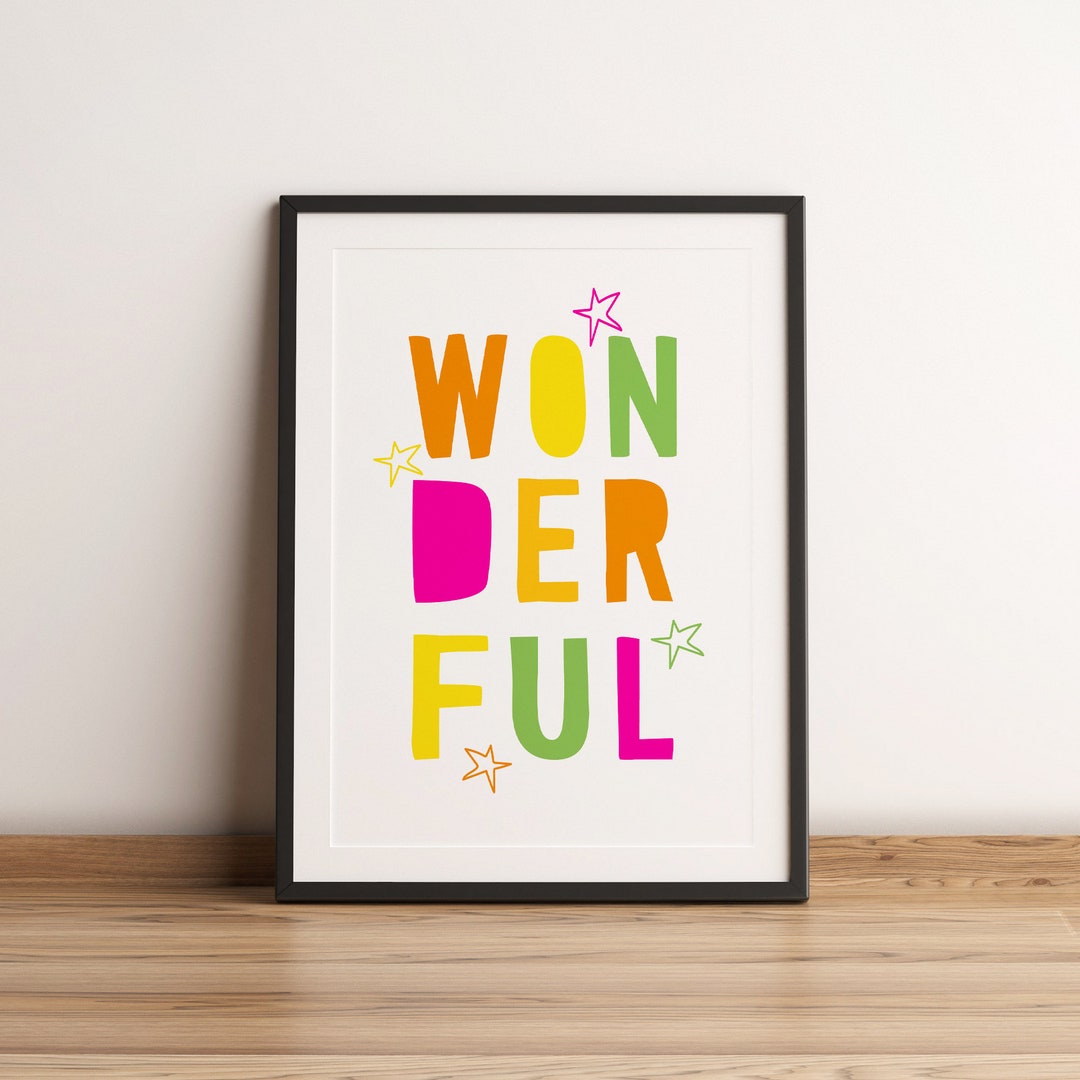 Wonderful Word Art Print, Kids Bedroom Print , Gift for Newborn, Kids ...