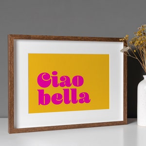 Ciao Bella Italian Quote Word Art Print, Italian Themed Typographic ...