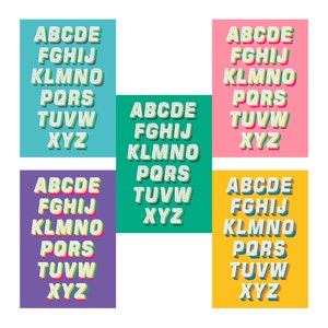 Personalised Bright, Bold Name Letter Art Print, Alphabet Letter Name ...