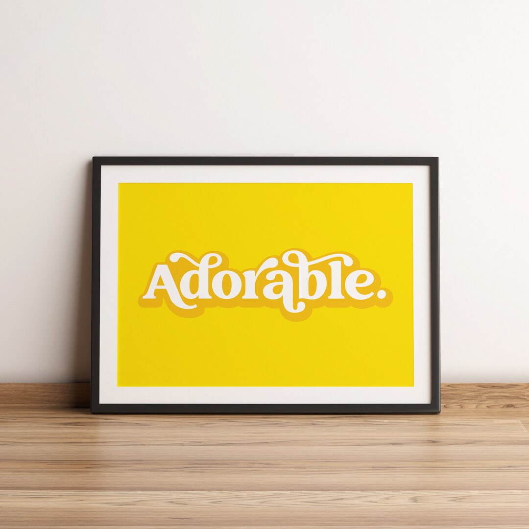 Adorable Word Art Yellow Vibrant Unframed Print, Typographic Nursery ...