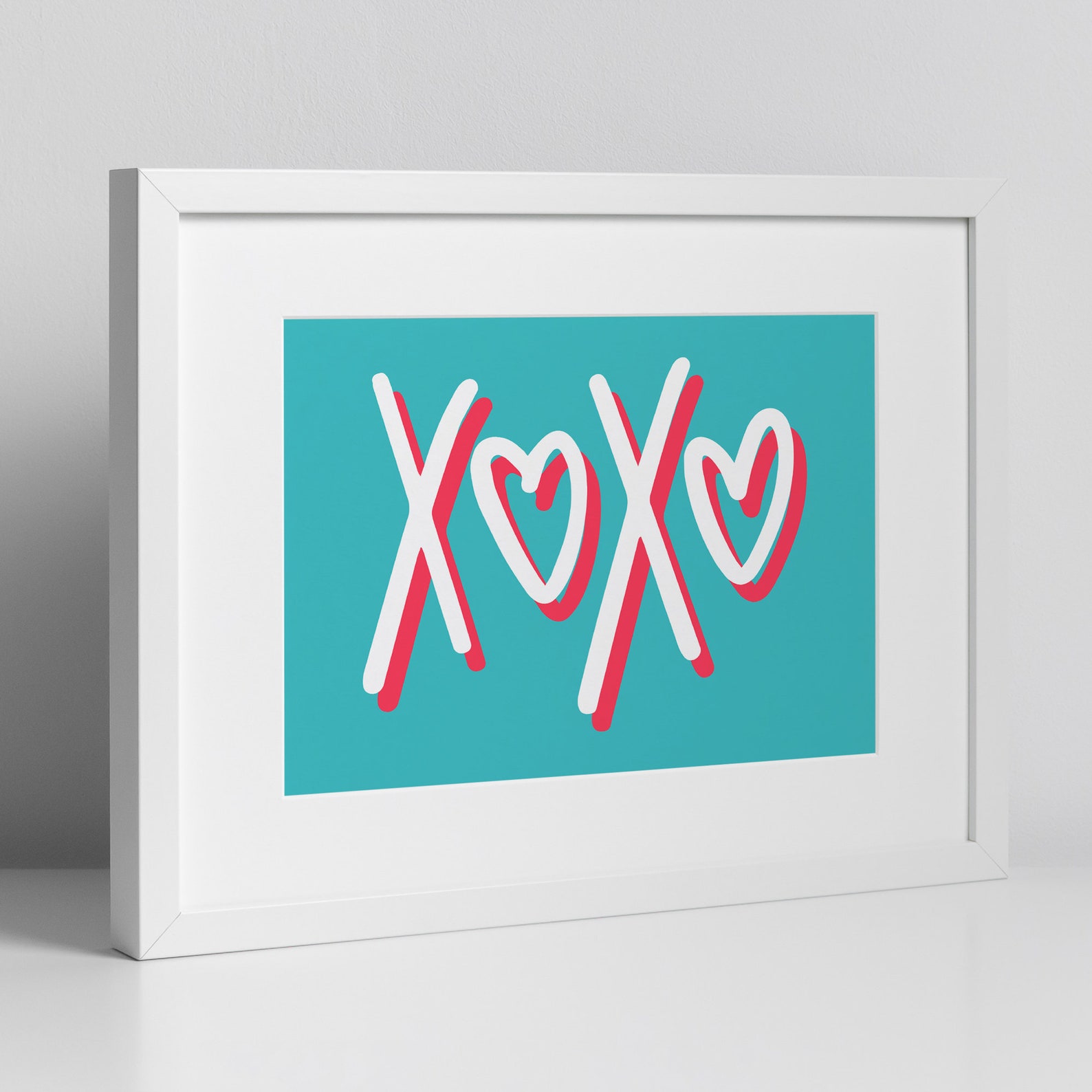 XOXO Hugs and Kisses Art Print, XOXO Green Word Art, Hugs and Kisses ...