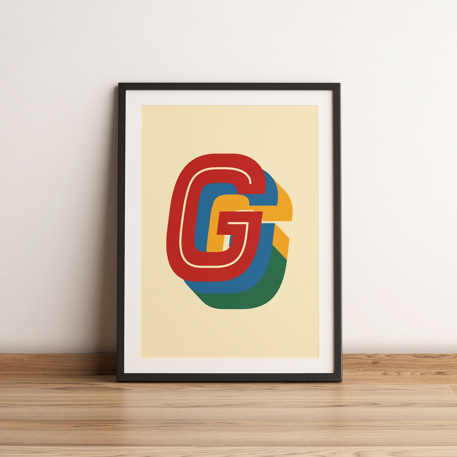 Personalised Retro Vintage Bold Initial Monogram Letter Art Print ...