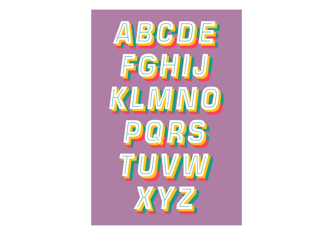 Personalised Bright Bold Name Letter Art Print Alphabet - Etsy
