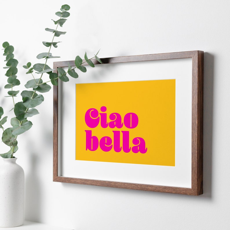 Ciao Bella Italian Quote Word Art Print, Italian Themed Typographic ...