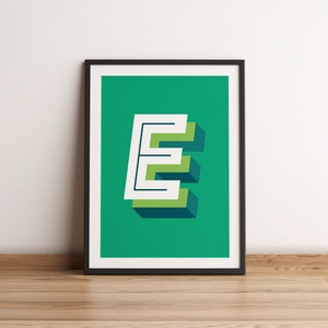 Personalised Bright Bold Initial Letter Art Print Monogram | Etsy