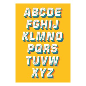 Personalised Name Letter Art Print, Custom Colourful Name Alphabet ...