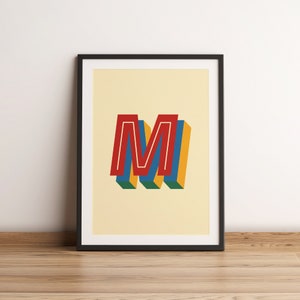 Personalised Bright Bold Initial Letter Art Print, Monogram Alphabet ...