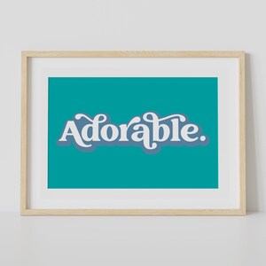 Blue Adorable Word Art Vibrant Unframed Print Typographic - Etsy