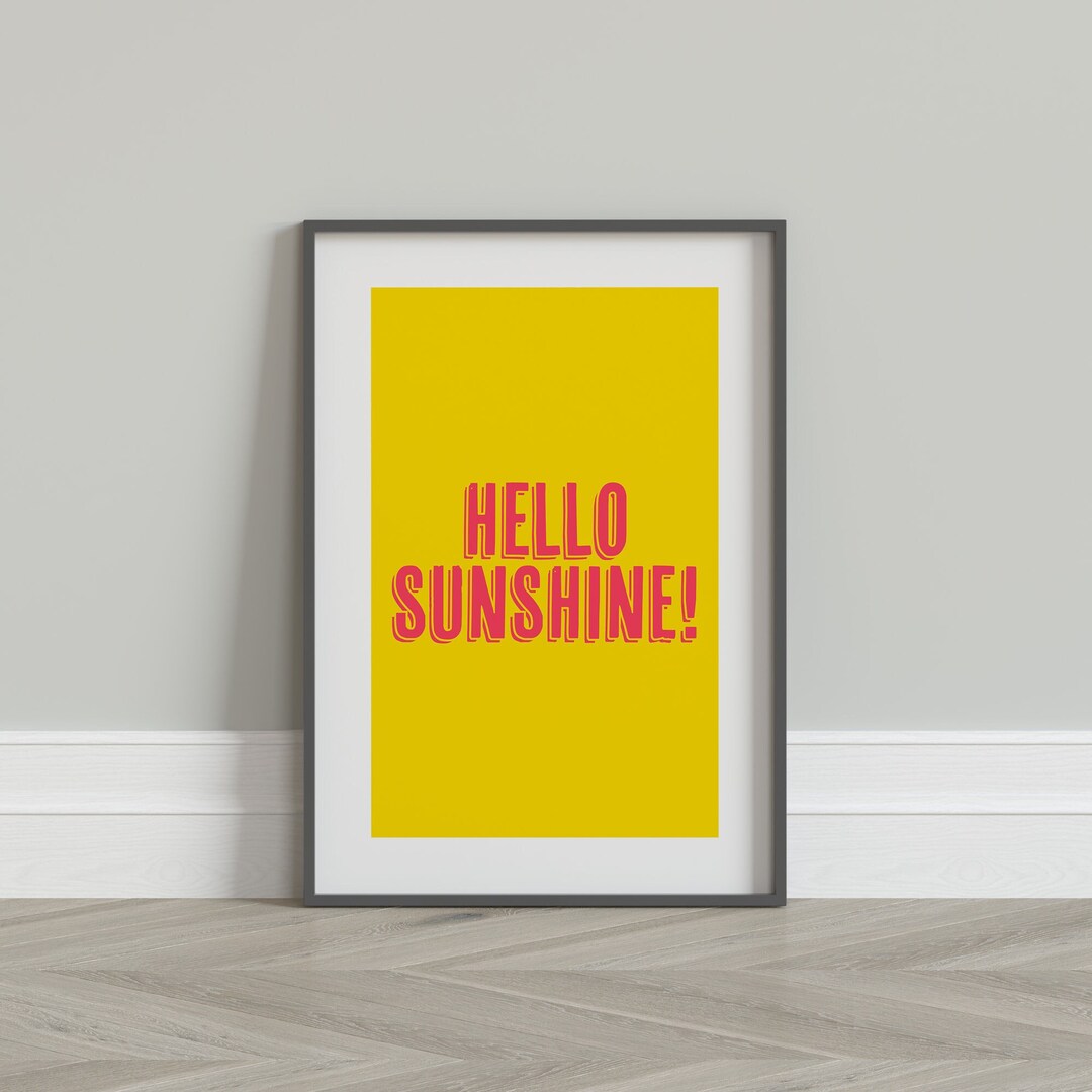 Hello Sunshine Word Art Print Bold and Bright Typographic - Etsy