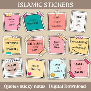 Islamic Stickers Digital Quotes Sticky Notes Cute Islamic Stickers ...