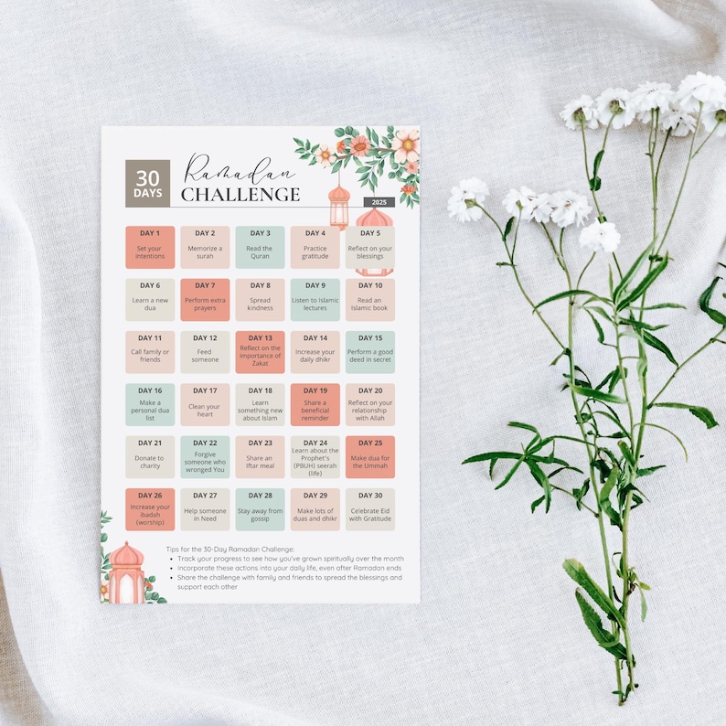 Ramadan Challenge Calendar 2026: Islamic Habit Tracker (digital ...