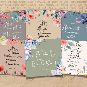 Quran Verses Cards Digital & Printable Floral Islamic Wall Art Print ...
