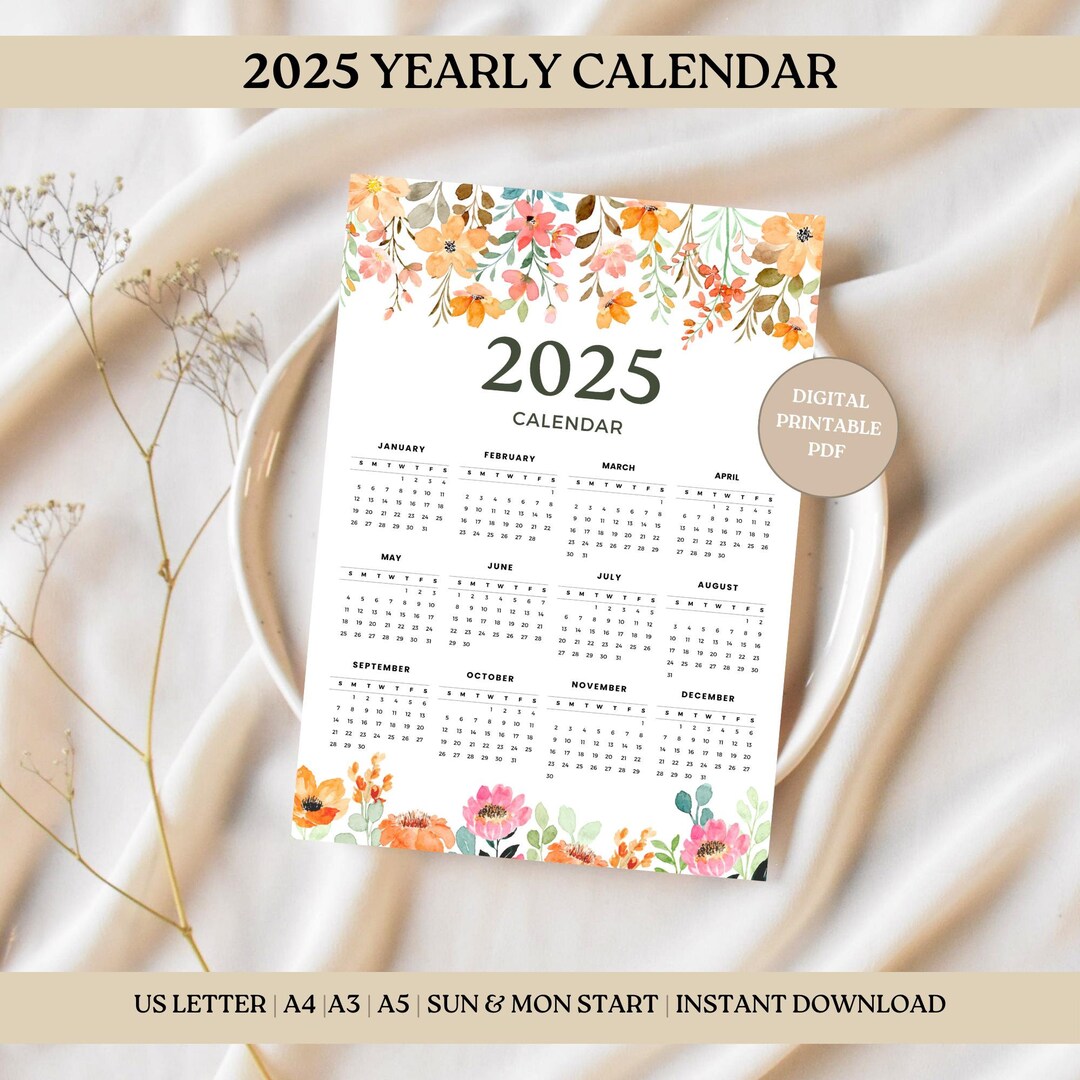2025 Year Calendar Digital & Printable Calendar 2025 Minimalist ...