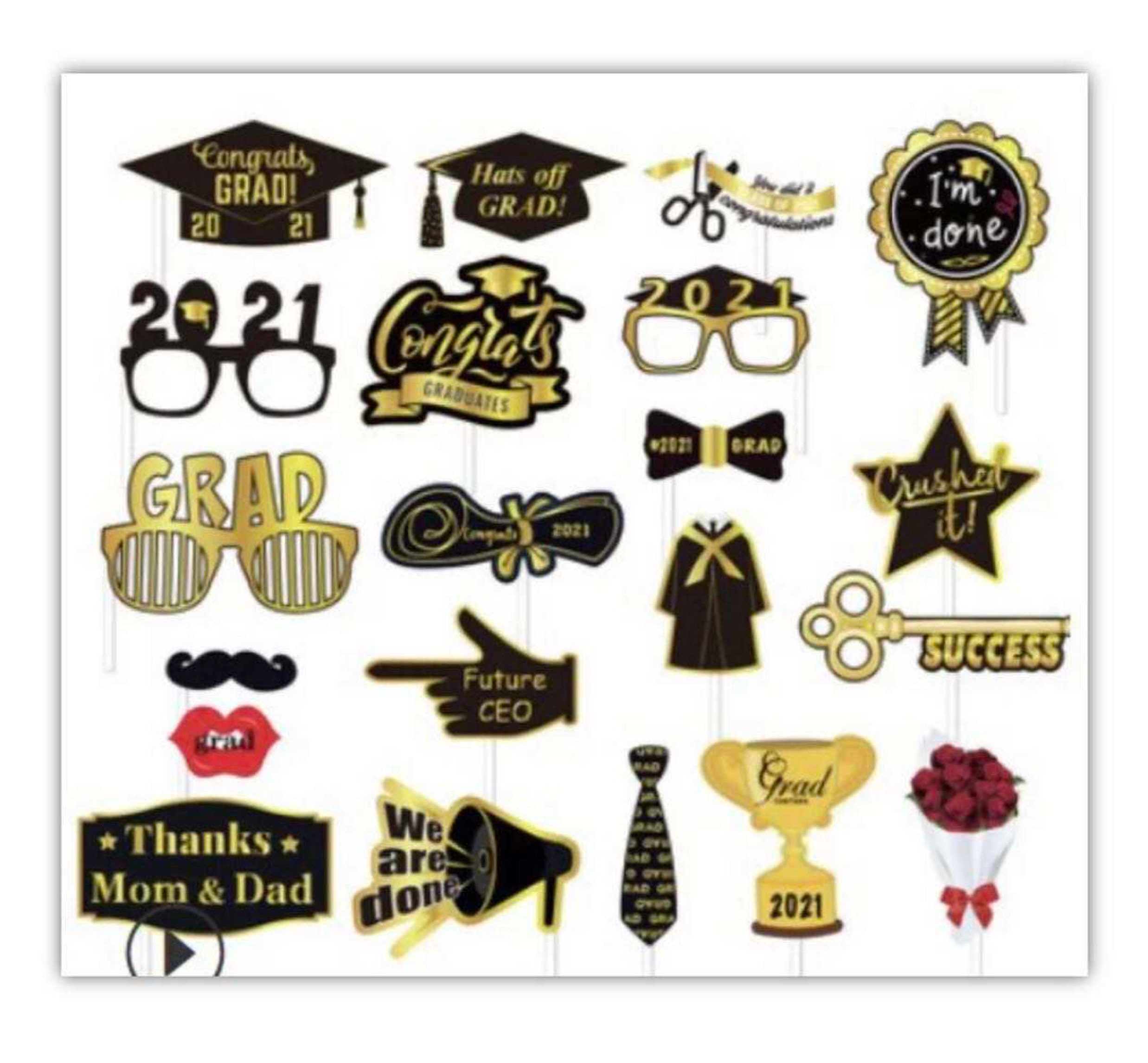20 Pcs Graduation Photo Booth Props Party Celebrations 2021 | Etsy UK