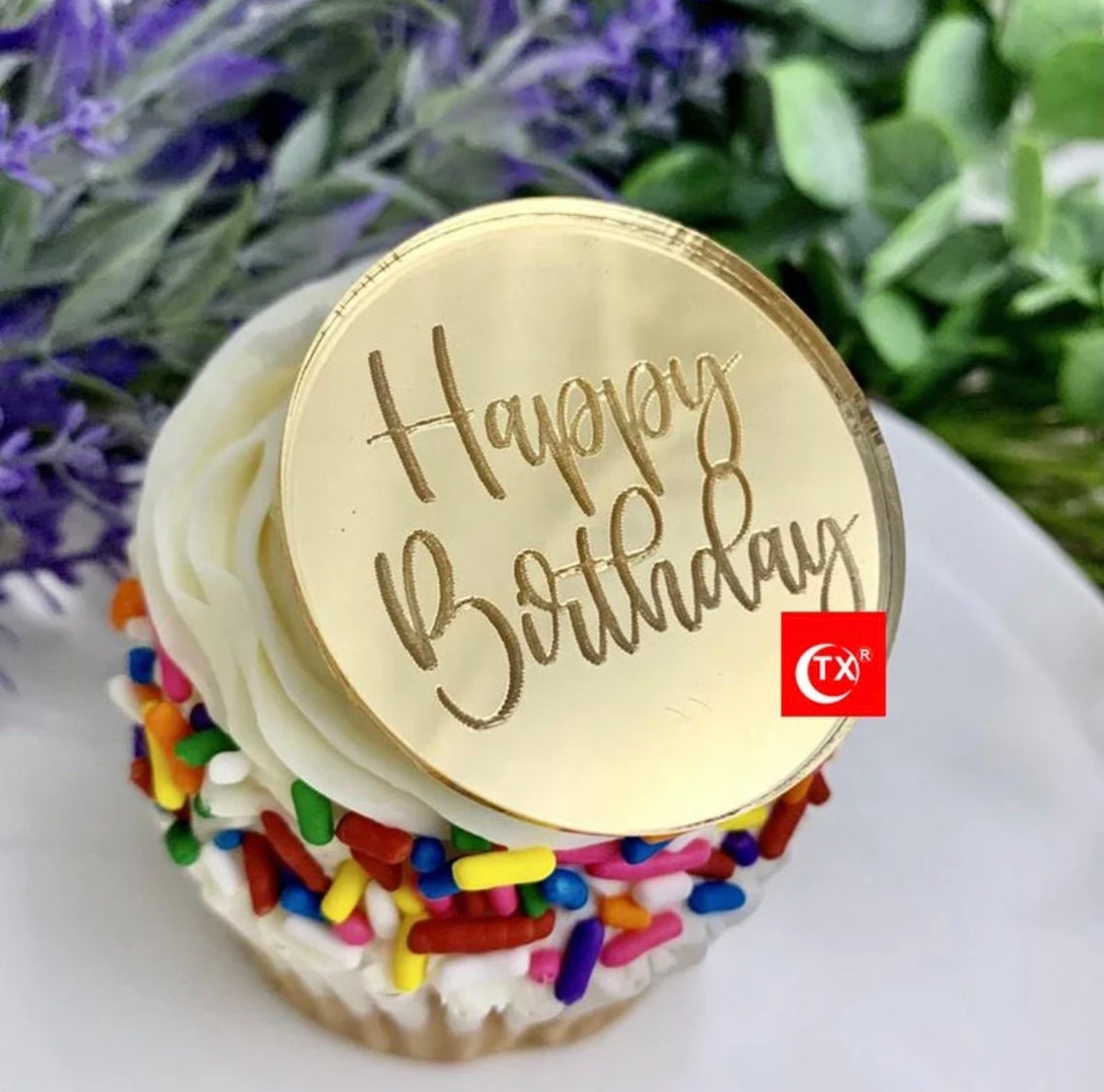6 Pcs Happy Birthday Disc Acrylic Cupcake Disc Toppers In Etsy