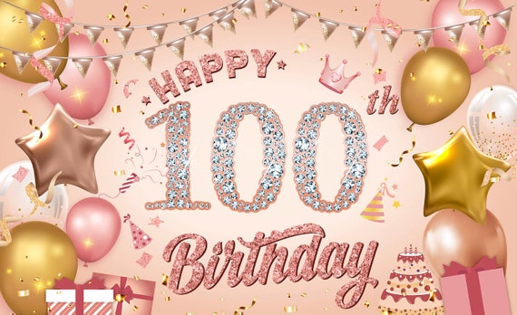 Happy 100th Birthday Backdrop Banner Photo Background Party - Etsy