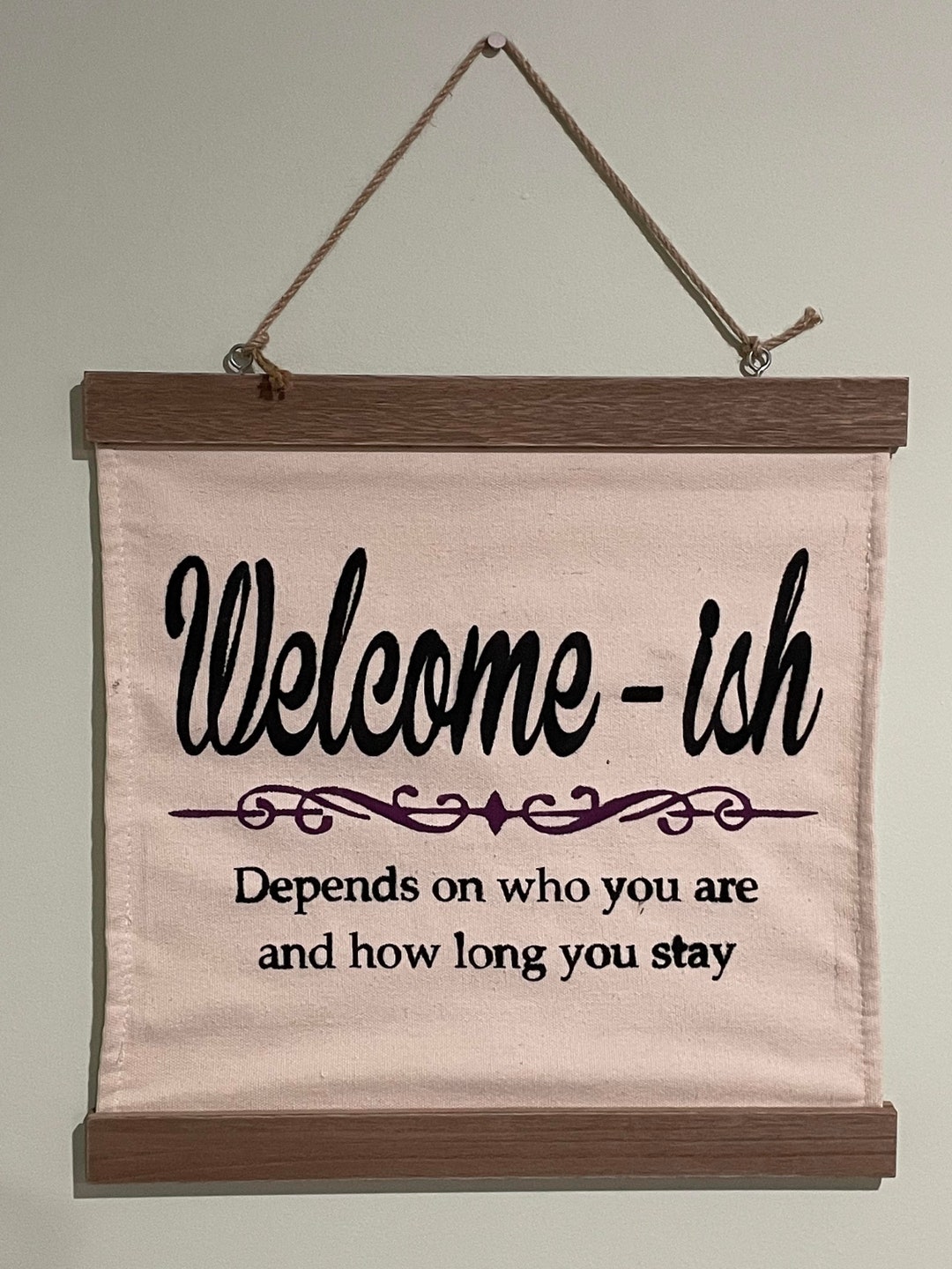 Funny Welcome Sign Hanging Canvas - Etsy