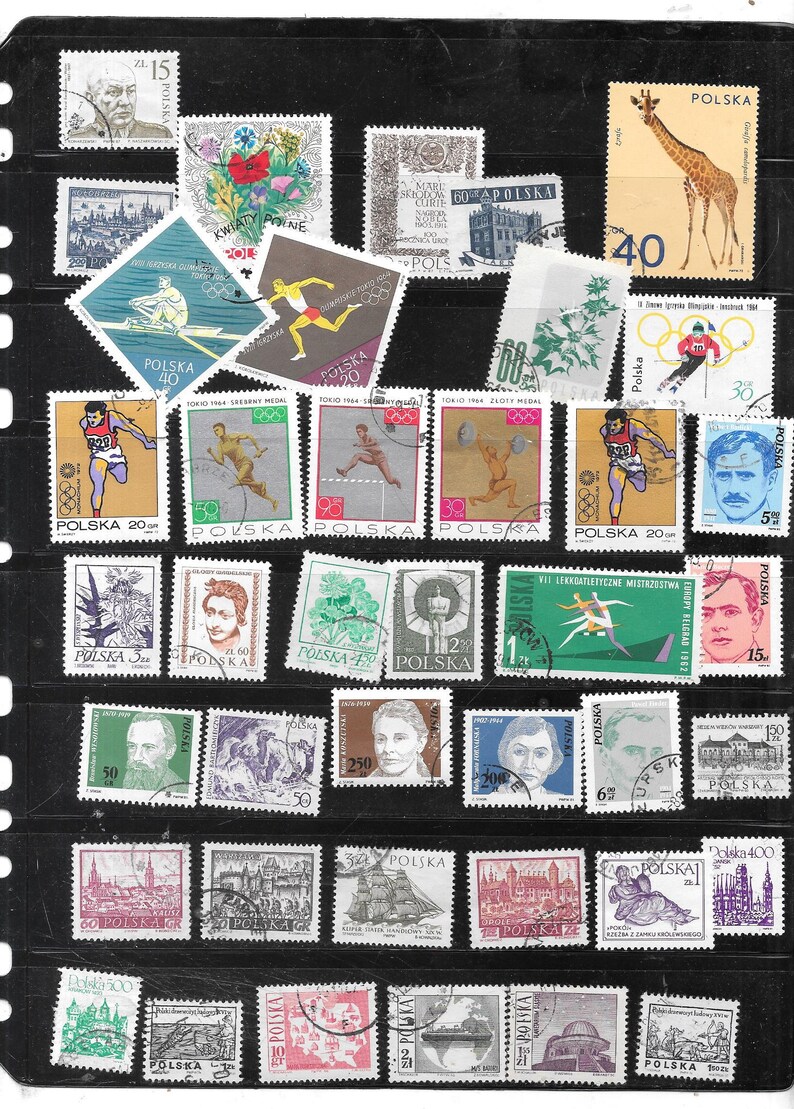 Poland 40 Different Stamp Collection Lot Packet Inc Large & Old - Etsy