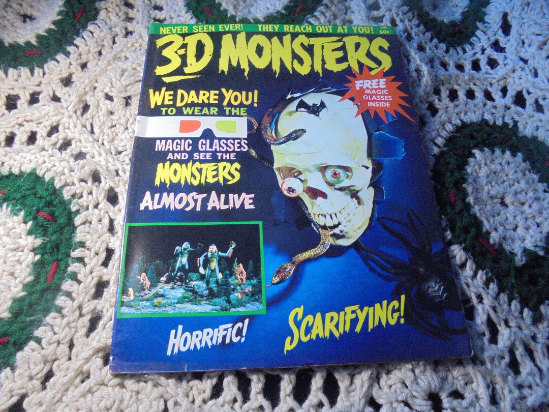 1964 3-D MONSTERS Magazine 1 VF/NM 35.00 Shipped Cool Old Monster Mag ...