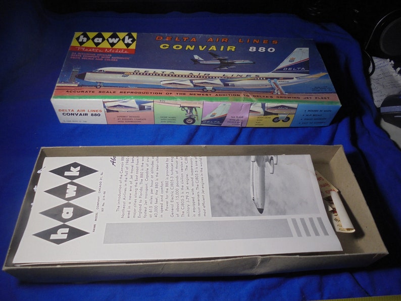 1960 Hawk Delta Air Lines Convair 880 Airplane Model Kit Complete 55.00 ...