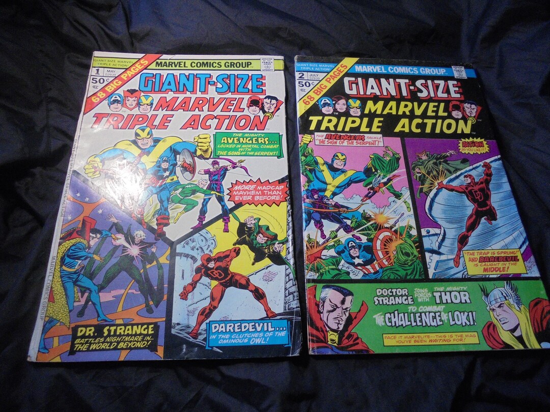 Giant-size MARVEL TRIPLE ACTION 1 & 2! Marvel – 1975 – Both Fine! 32.00 Shipped!! - Etsy