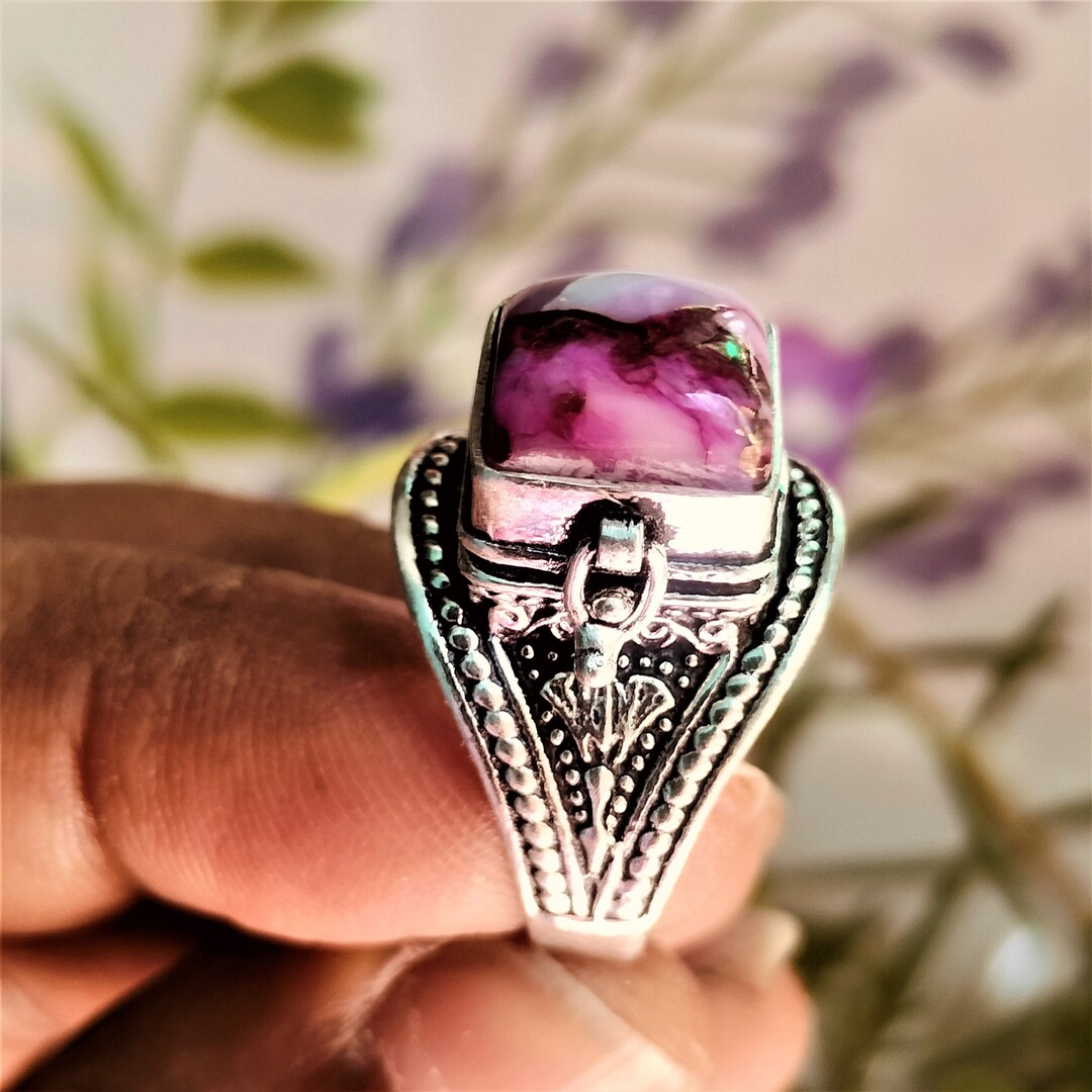 Handmade Oyster Turquoise Poison Ring Statement Rings Secret Box Ring ...