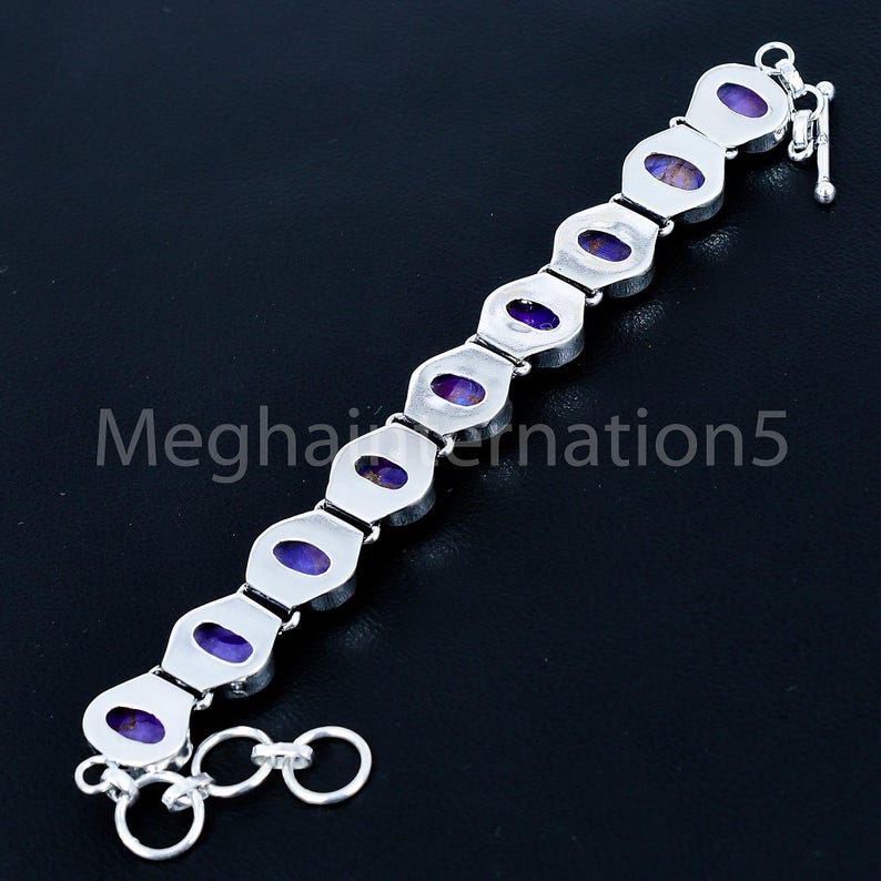 Natural Purple Capper Turquois Bracelet, Handmade 925 Sterling Silver ...