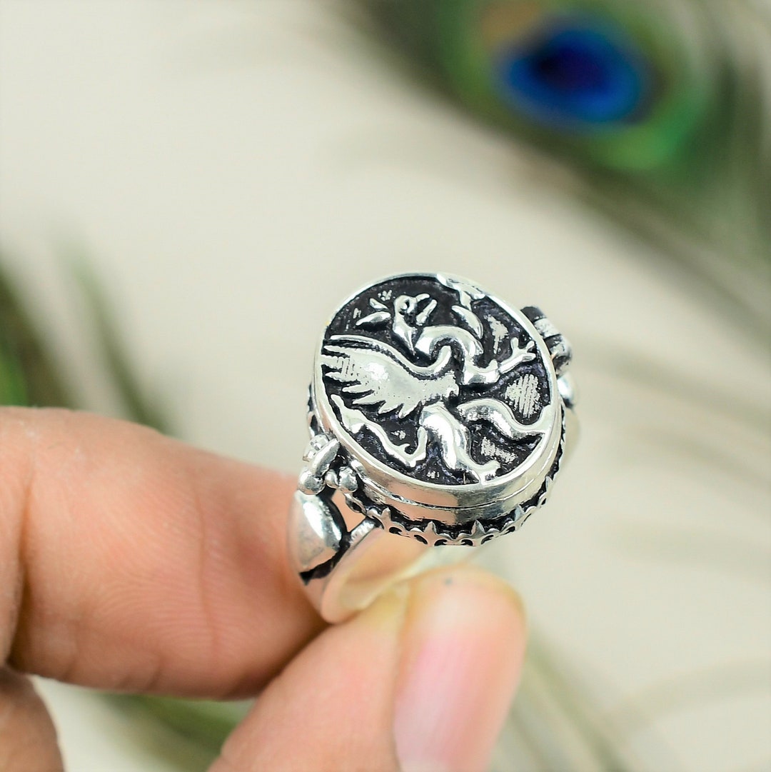 Dragon Desing Poison Box Ring, 925 Sterling Silver Ring, Fashion ...