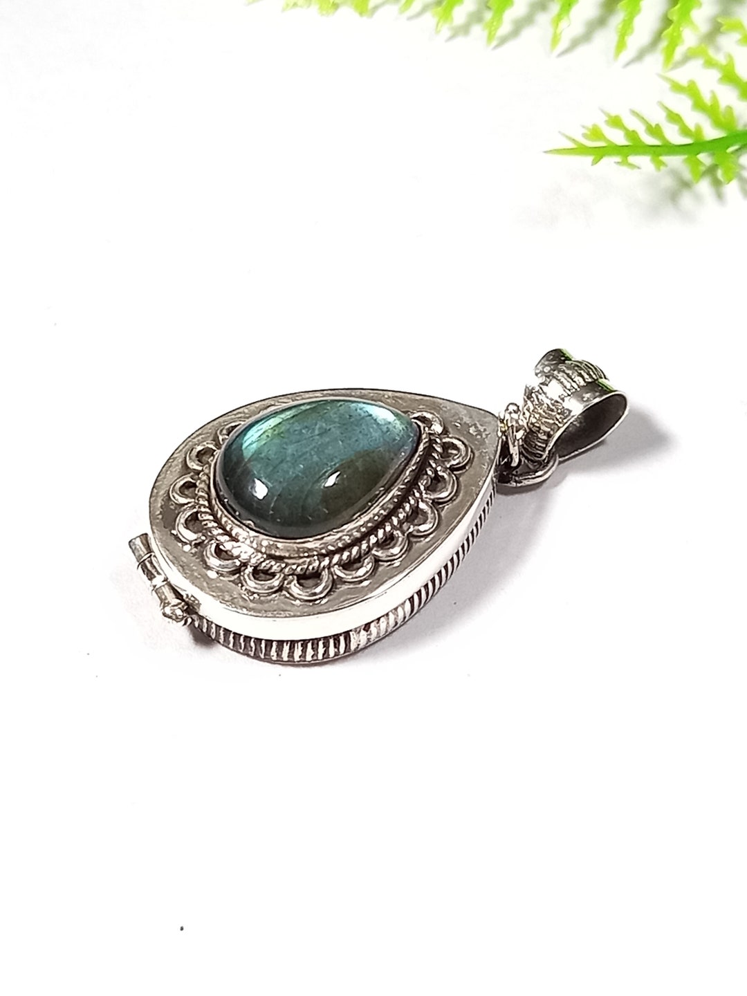 Handmade Vintage Pendant - Natural Gemstone - Poison Box Pendant ...