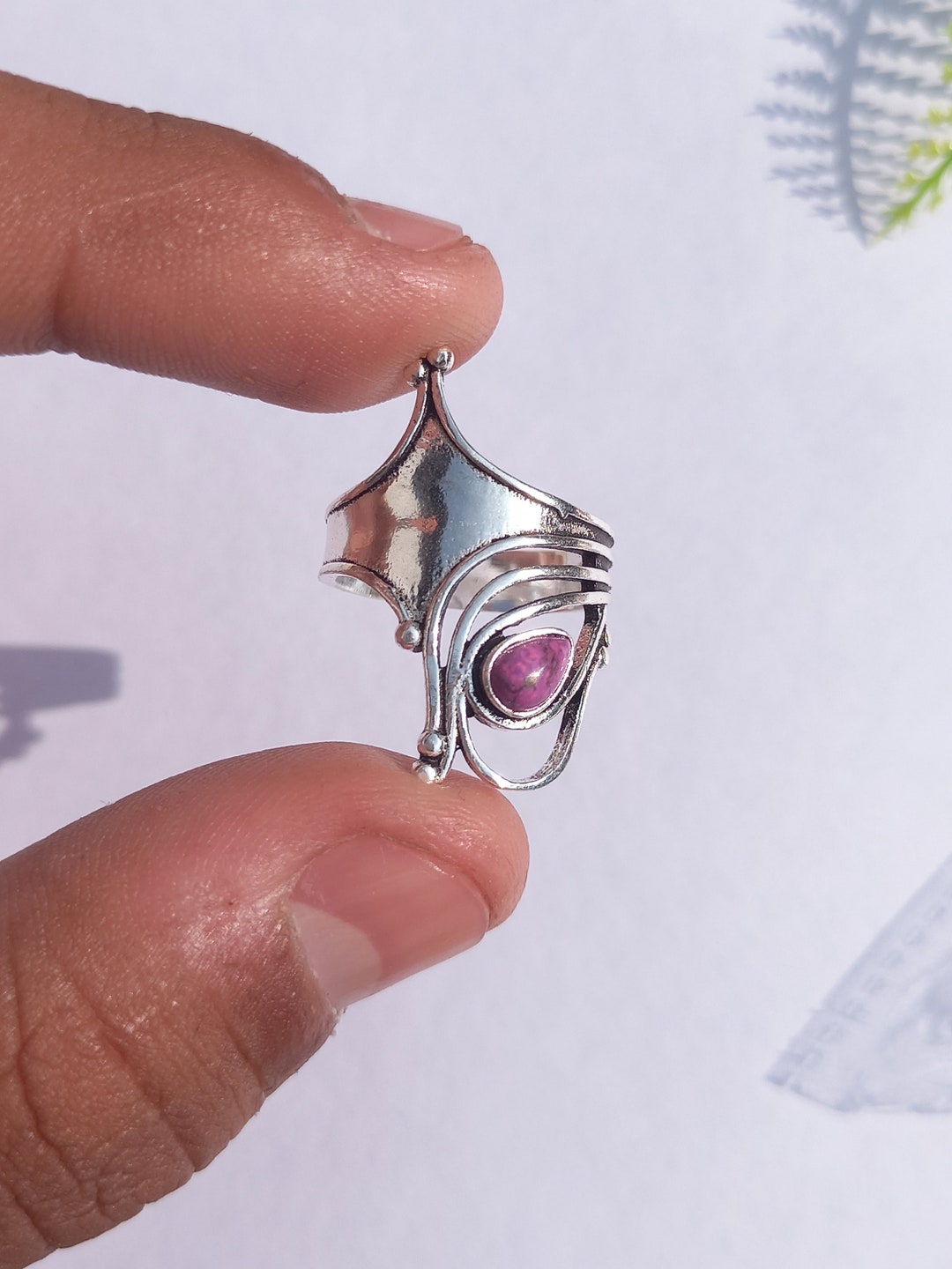 Terrific Silver Ring, Handmade Purple Turquois Gemstone Ring, 925 ...