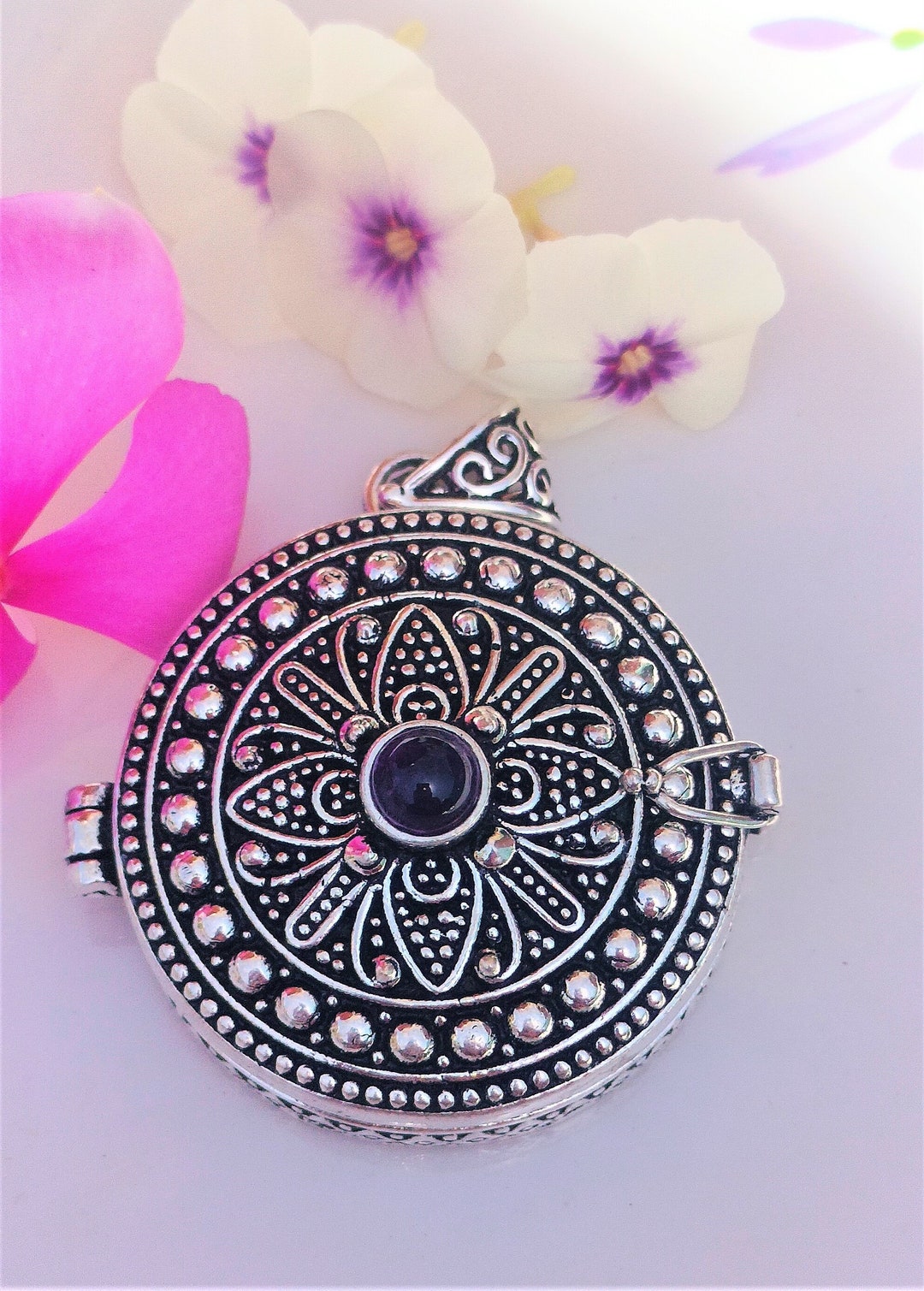 Poison Amethyat Pendant Secret Message Box Pendant Handmade 925 ...