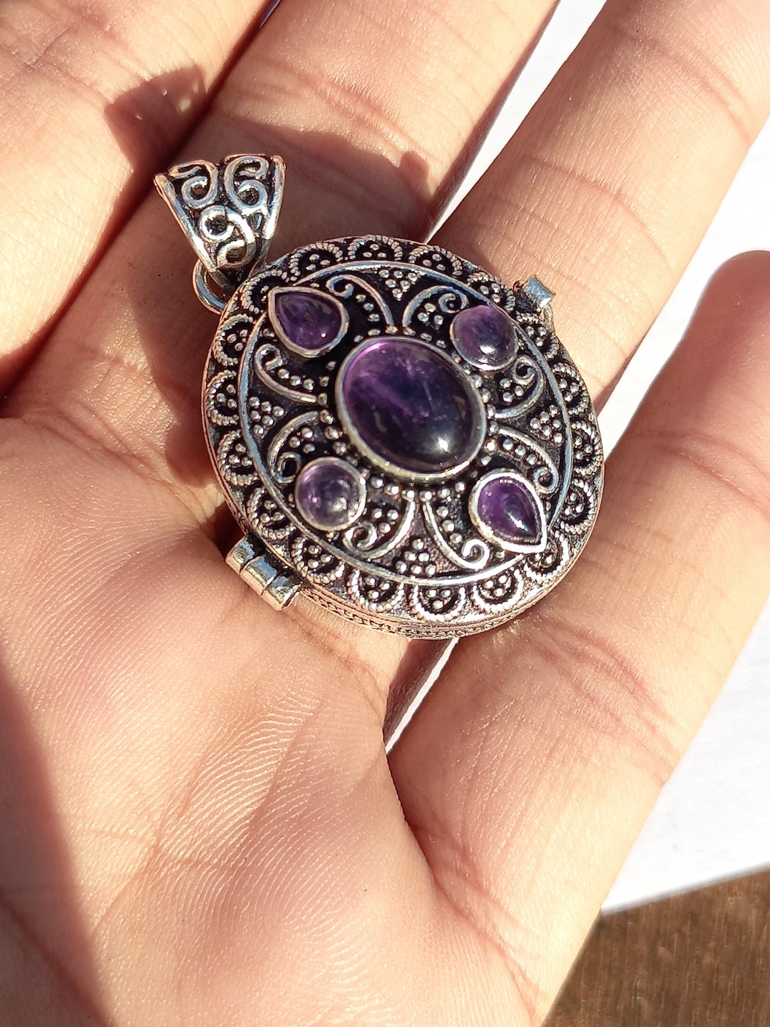 Handmade Poisoner Pendant With Natural Amethyst Gemstone, 92.5 Silver ...