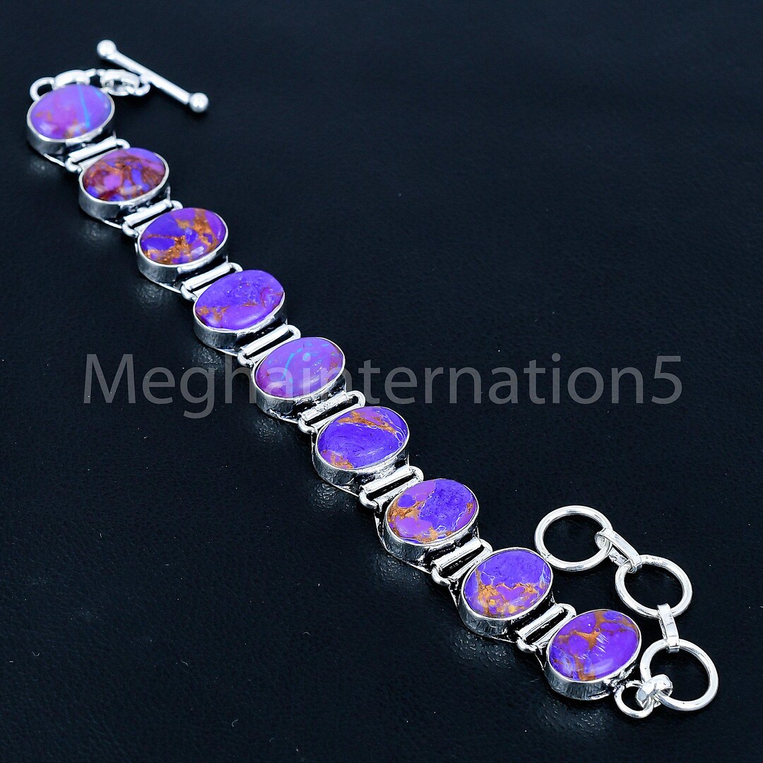 Natural Purple Capper Turquois Bracelet, Handmade 925 Sterling Silver ...
