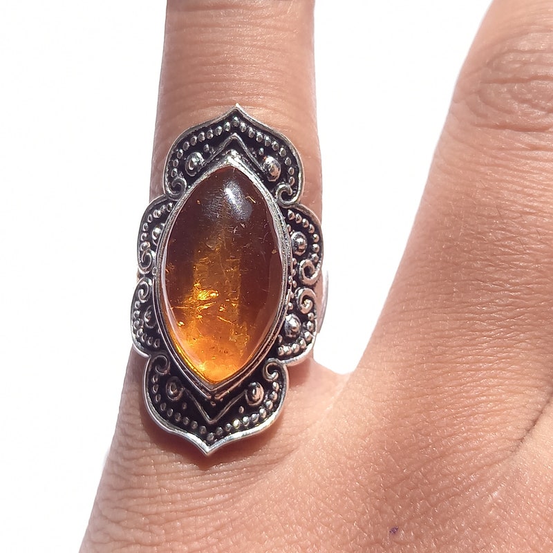 Amber Engagement Ring - Etsy