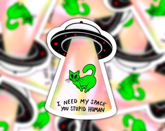 Alien Cat Sticker - Etsy