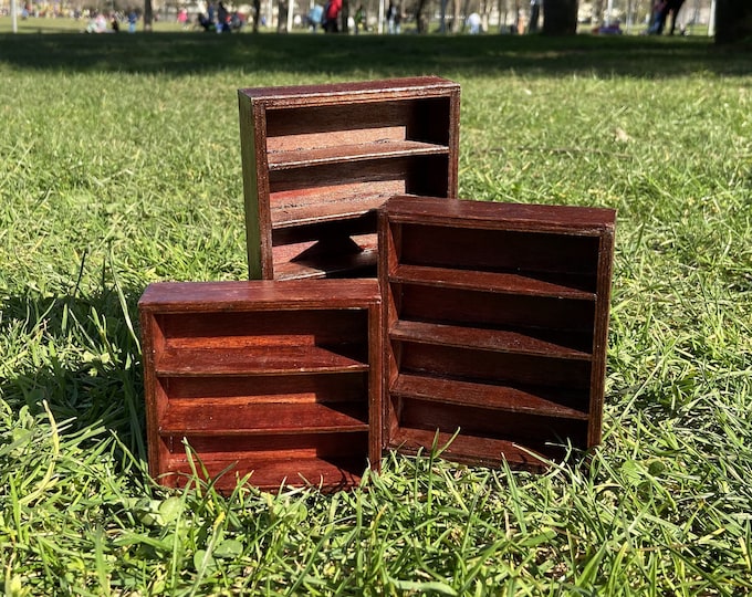 Miniature Wooden Bookcase for Dollhouses, 1:12 Scale, Miniature Book ...