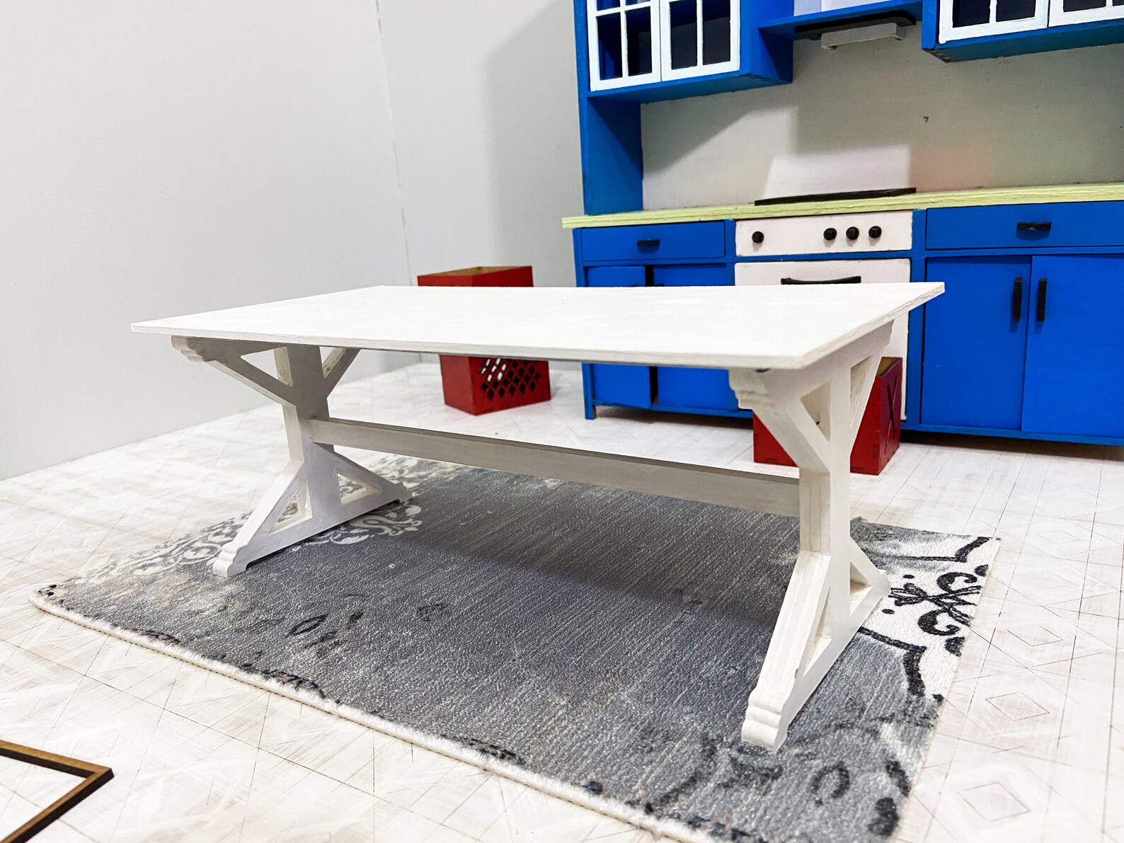 Miniature furniture set: dining table 4 chairs 1/6 doll | Etsy