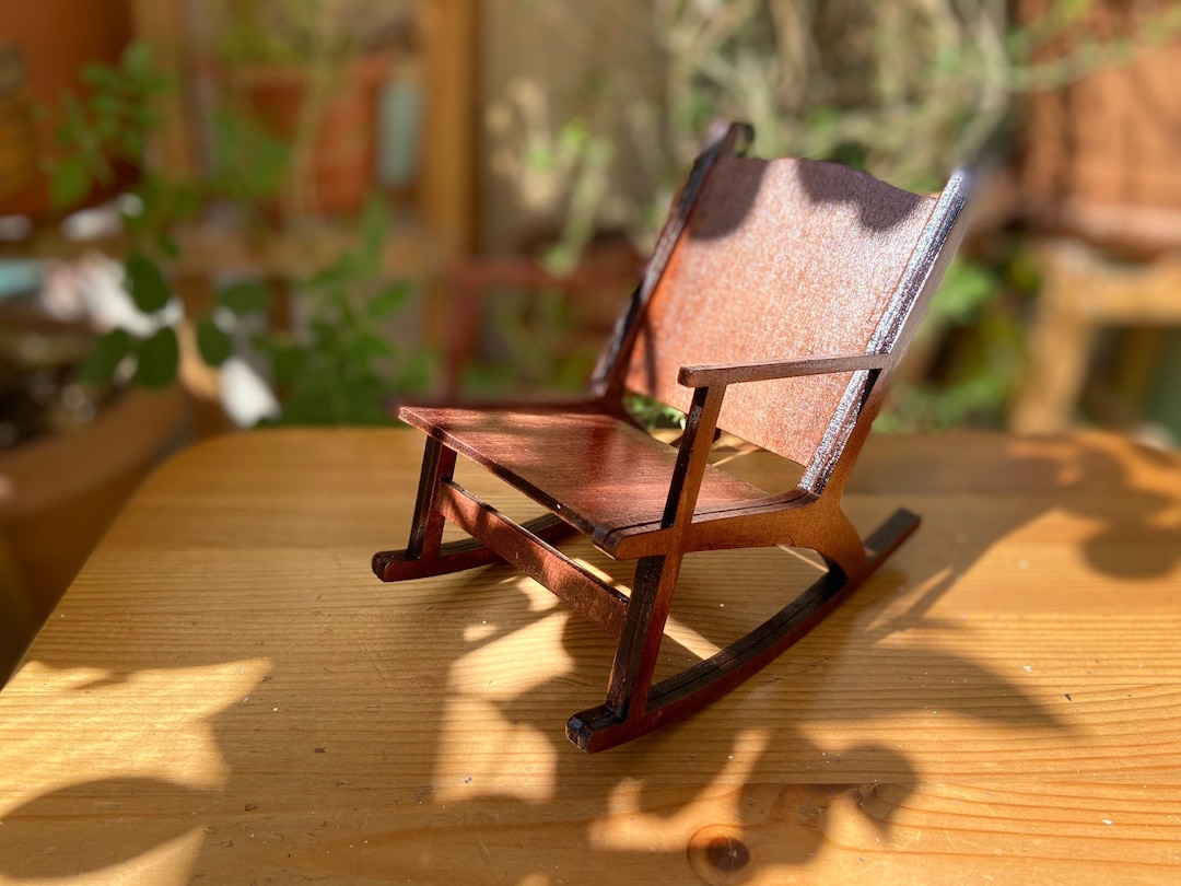 1 / 6 Scale Miniature Rocking Chair, Handcrafted Wooden Dollhouse ...