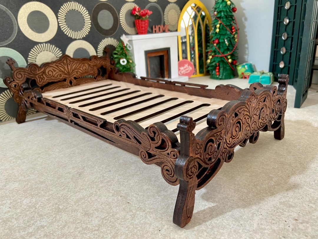 Bed for 12 Inch Doll - 1:6 Scale Bed - Modern Bed - 1/6 Size Furniture ...