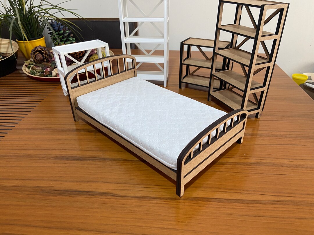 Bed for 12 Inch Doll - 1:6 Scale Bed - Modern Bed - 1/6 Size Furniture ...