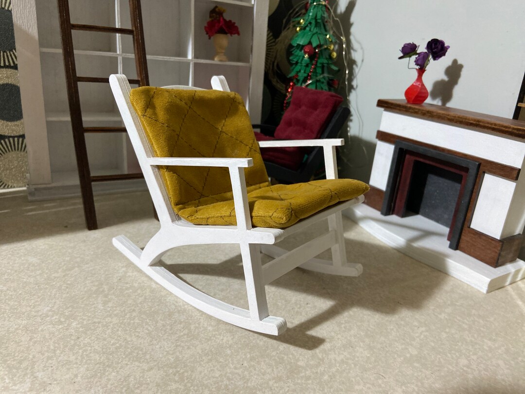 DIY Kit 1 / 6 Scale Miniature Rocking Chair, Handcrafted Wooden ...