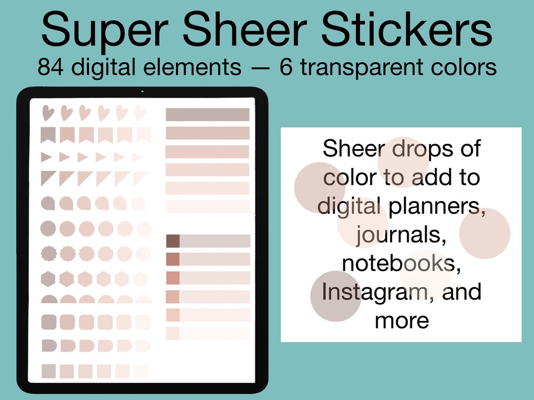 Super Sheer Digital Stickers Functional Elements for Goodnotes, Ipad ...