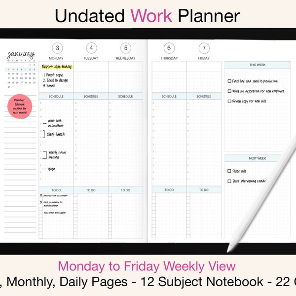 Weekly Work Planner - Etsy