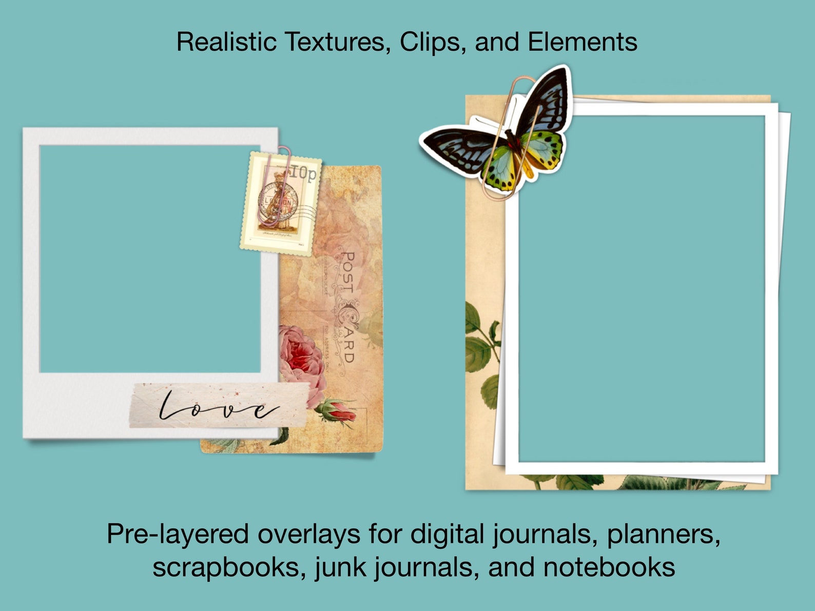 Digital Photo Frame Overlay Stickers 21 Realistic Layered - Etsy